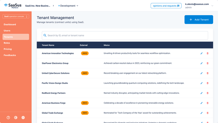 SaaSus Platform | SaaS that supports the development, operation, and sales of BtoB SaaS